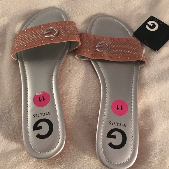 G by Guess | Shoes | Really Cute Salmon Pink Flat Slide Sandals 1 Nwt ...